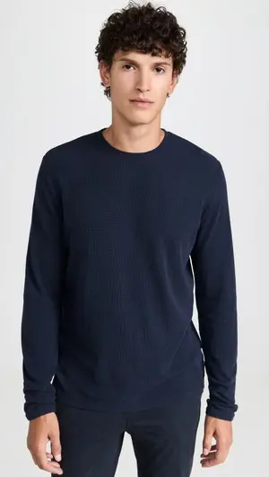 Nn07 Clive Waffle Knit Tee - Navy Blue