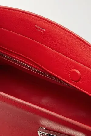 FERRAGAMO Hug Embellished Large Leather Shoulder Bag