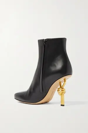 Bottega Veneta Knot Leather Ankle Boots - Black