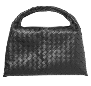 Bottega Veneta Bottega Veneta Hop Medium Intrecciato Leather Tote Black