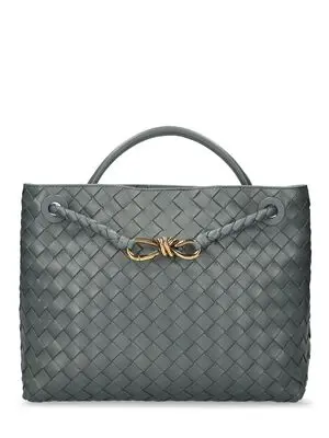 Bottega Veneta Medium Andiamo Leather Top Handle Bag Slate