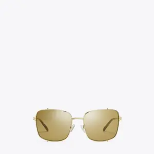 Tory Burch Eleanor Rectangle Sunglasses Shiny Gold/ochre