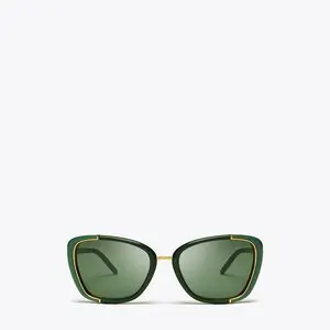Tory Burch Eleanor Cat-Eye Sunglasses Green/dark Green