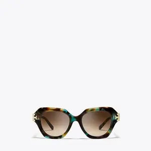 Tory Burch Eleanor Cat-eye Sunglasses - Jade Spotted Tortoise/brown Gradient