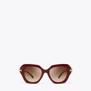 Tory Burch Eleanor Cat-eye Sunglasses - Red Berry/brown Gradient