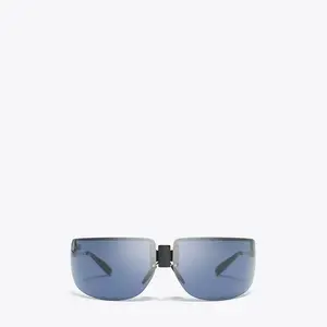 Tory Burch Runway Sunglasses Shiny Light Gold/navy Blue