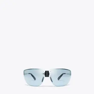 Tory Burch Runway Sunglasses Shiny Silver/light Blue