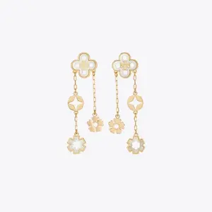 Tory Burch Forget Me Not Linear Earrings - Tory Gold/mother Of Pearl