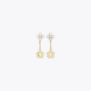 Tory Burch Forget Me Not Linear Earrings Tory Gold/pink