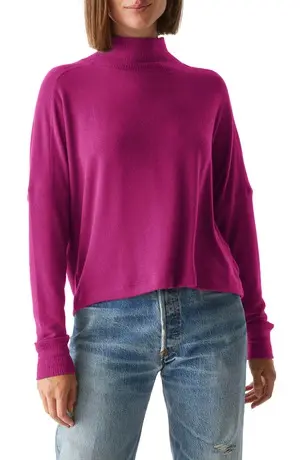 Michael Stars Frida Mock Neck Brushed Jersey Top Berry
