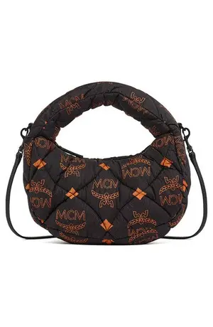Mcm Large Aren Quilt Nylon Hobo Bag