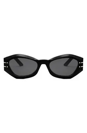 Dior Signature B1u 55mm Butterfly Sunglasses - Shiny Black/smoke