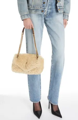 Saint Laurent Calypso Shearling Shoulder Bag