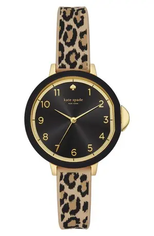 Kate Spade New York Park Row Watch - Leopard/black/gold