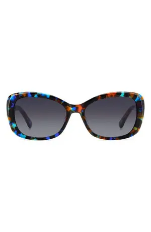 Kate Spade New York Elowen 55mm Gradient Round Sunglasses - Black Blue Havana/grey