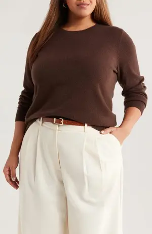 Nordstrom Crewneck Cashmere Sweater - Brown Coffee