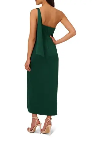 Adrianna Papell Pleated One-shoulder Cocktail Dress