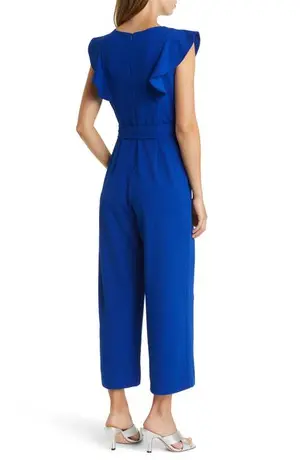 TAHARI ASL Flutter Sleeve Wide Leg Jumpsuit