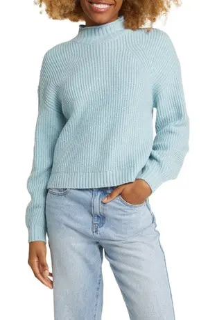 Bp. Mock Neck Sweater Blue Sterling