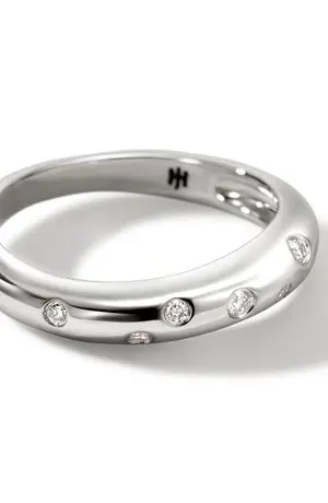 John Hardy Surf Diamond Band Ring - Silver