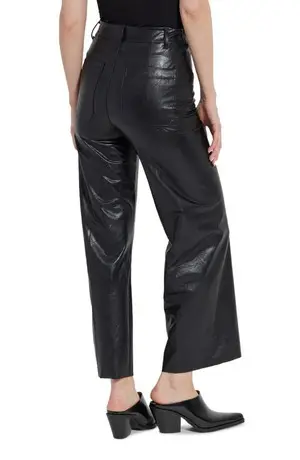 Lyssé High-waisted Faux Leather Wide Leg Trousers - Kohl Black