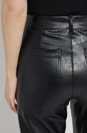 Lyssé High-waisted Faux Leather Wide Leg Trousers - Kohl Black