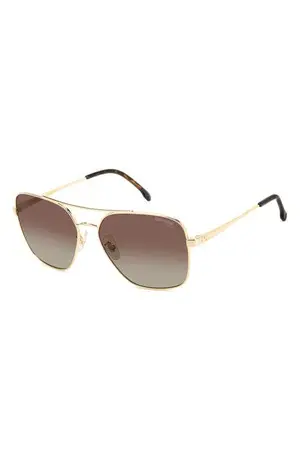 Carrera Eyewear 60mm Gradient Square Sunglasses - Gold Havana/brown Polar