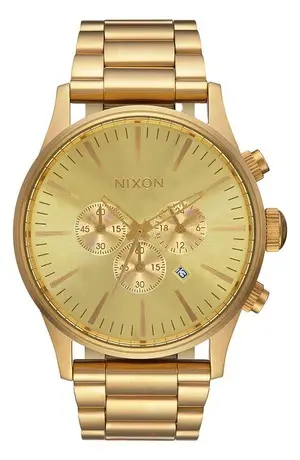 Nixon Sentry Chronograph Bracelet Watch - All Gold