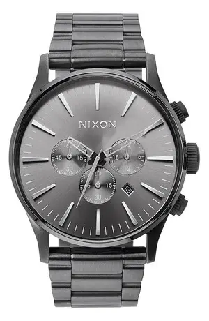 Nixon Sentry Chronograph Bracelet Watch - All Gunmetal