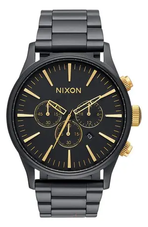 Nixon Sentry Chronograph Bracelet Watch - Black/gold