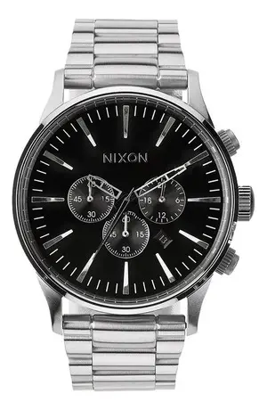 Nixon Sentry Chronograph Bracelet Watch - Black/silver