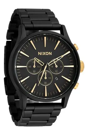 Nixon Sentry Chronograph Bracelet Watch - Matte Black/gold