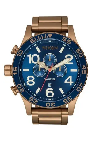 Nixon 51-30 Chronograph Bracelet Watch - Desert Gold / Arles Blue