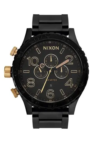 Nixon 51-30 Chronograph Bracelet Watch - Matte Black / Gold