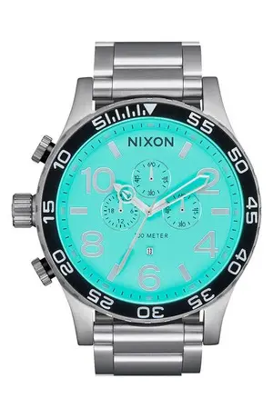Nixon 51-30 Chronograph Bracelet Watch - Silver/turquoise