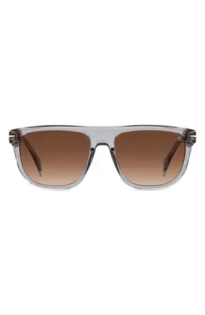 DB EYEWEAR BY DAVID BECKHAM David Beckham Eyewear 56mm Square Sunglasses Grey/ Brown Gradient