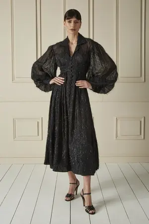Chanel Silk Lurex Bow Maxi Dress