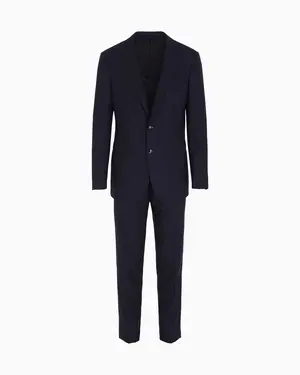 Giorgio Armani Manhattan Line Single-breasted Suit In Pinstripe Virgin Wool - Blue