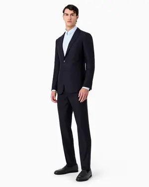 Giorgio Armani Manhattan Line Single-breasted Suit In Pinstripe Virgin Wool - Blue