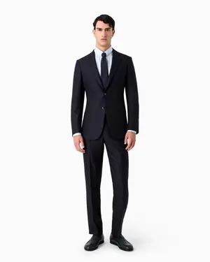 Giorgio Armani Manhattan Line Single-breasted Suit In Pinstripe Virgin Wool - Blue