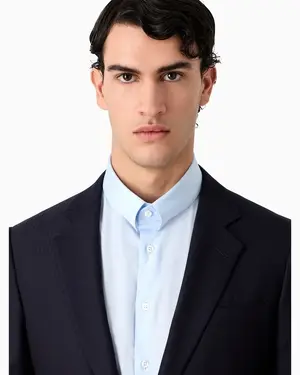 Giorgio Armani Manhattan Line Single-breasted Suit In Pinstripe Virgin Wool - Blue