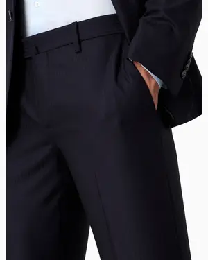 Giorgio Armani Manhattan Line Single-breasted Suit In Pinstripe Virgin Wool - Blue
