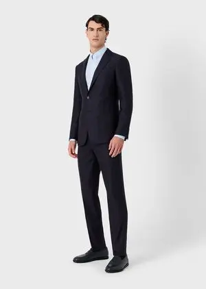 Giorgio Armani Manhattan Line Single-breasted Suit In Pinstripe Virgin Wool Navy Blue