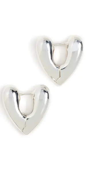 ANNIKA INEZ Small Heart Hoop Earrings - Silver