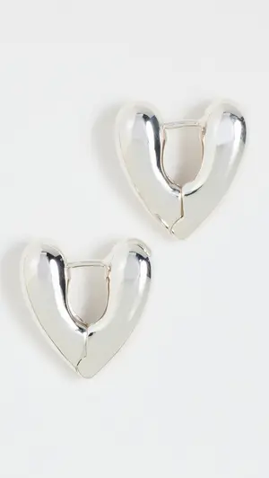 ANNIKA INEZ Small Heart Hoop Earrings - Silver