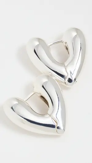 ANNIKA INEZ Small Heart Hoop Earrings - Silver