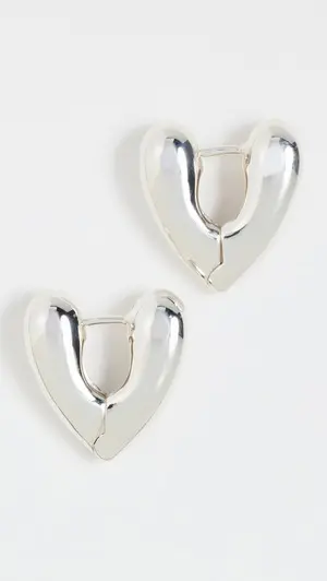 ANNIKA INEZ Small Heart Hoop Earrings - Silver
