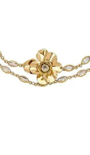 Ettika Bazel Crystal Layered Flower Necklace - Clear Crystals