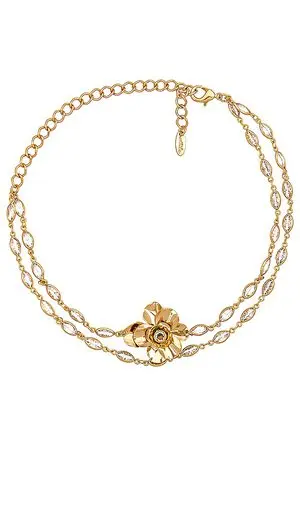 Ettika Bazel Crystal Layered Flower Necklace Gold