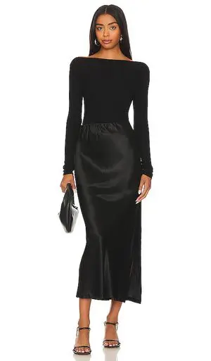 Enza Costa Silk Knit Boat Neck Top - Black